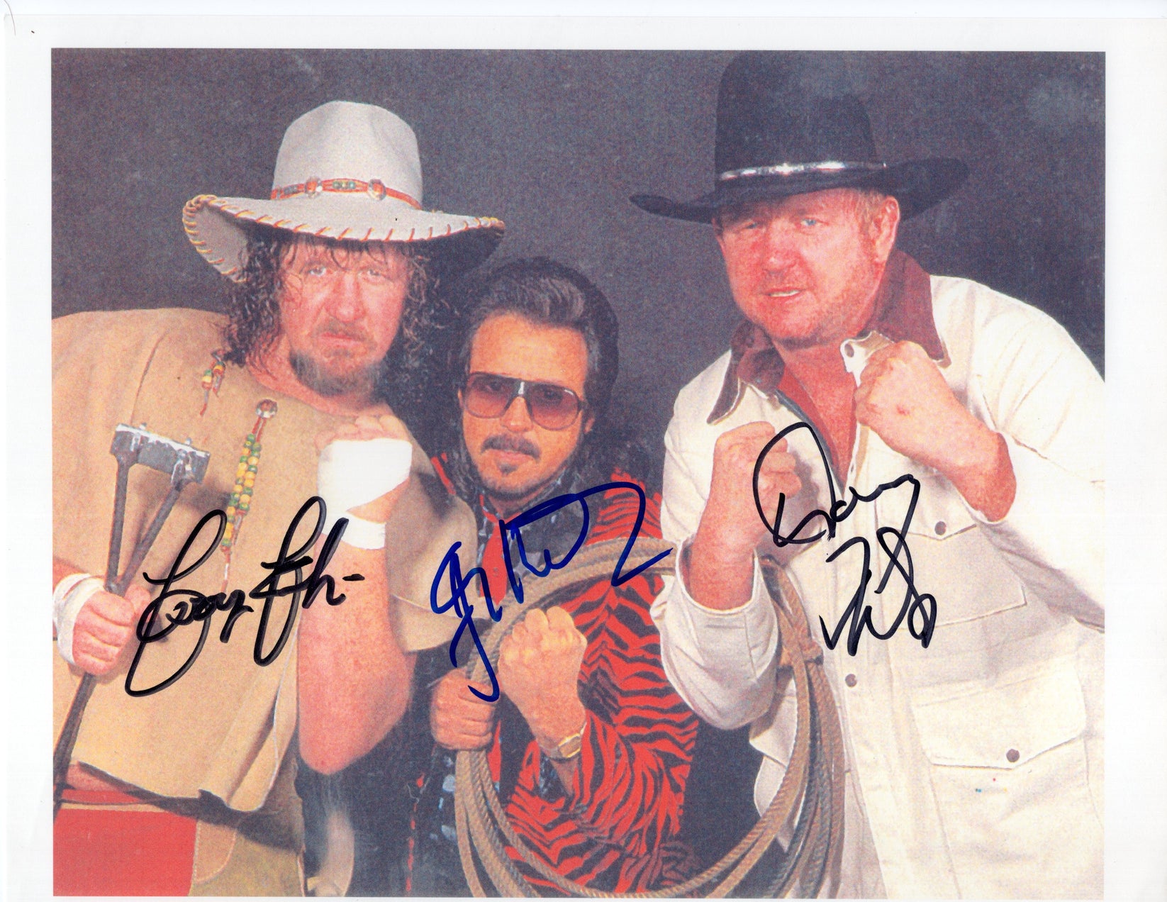 Terry Funk Jimmy Hart Dory Funk Jr RARE WWF 8.5x11 photo signed autogr ...